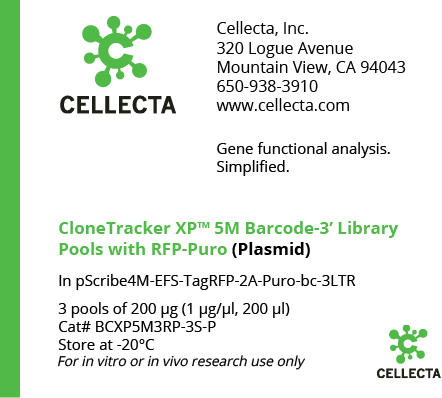 CloneTracker XP™ 5M Barcode-3 Library with RFP-Puro--up to 10 pools | Cellecta, Inc - Cellecta